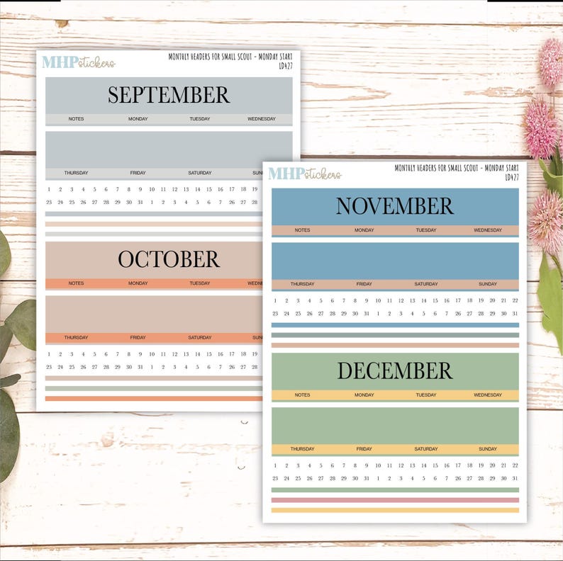 Neutral Color Monthly Headers Set for the Small Scout Laurel Denise ...