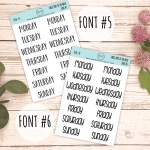 Large Days of the Week Stickers for Planners, Organizers and Bullet ...