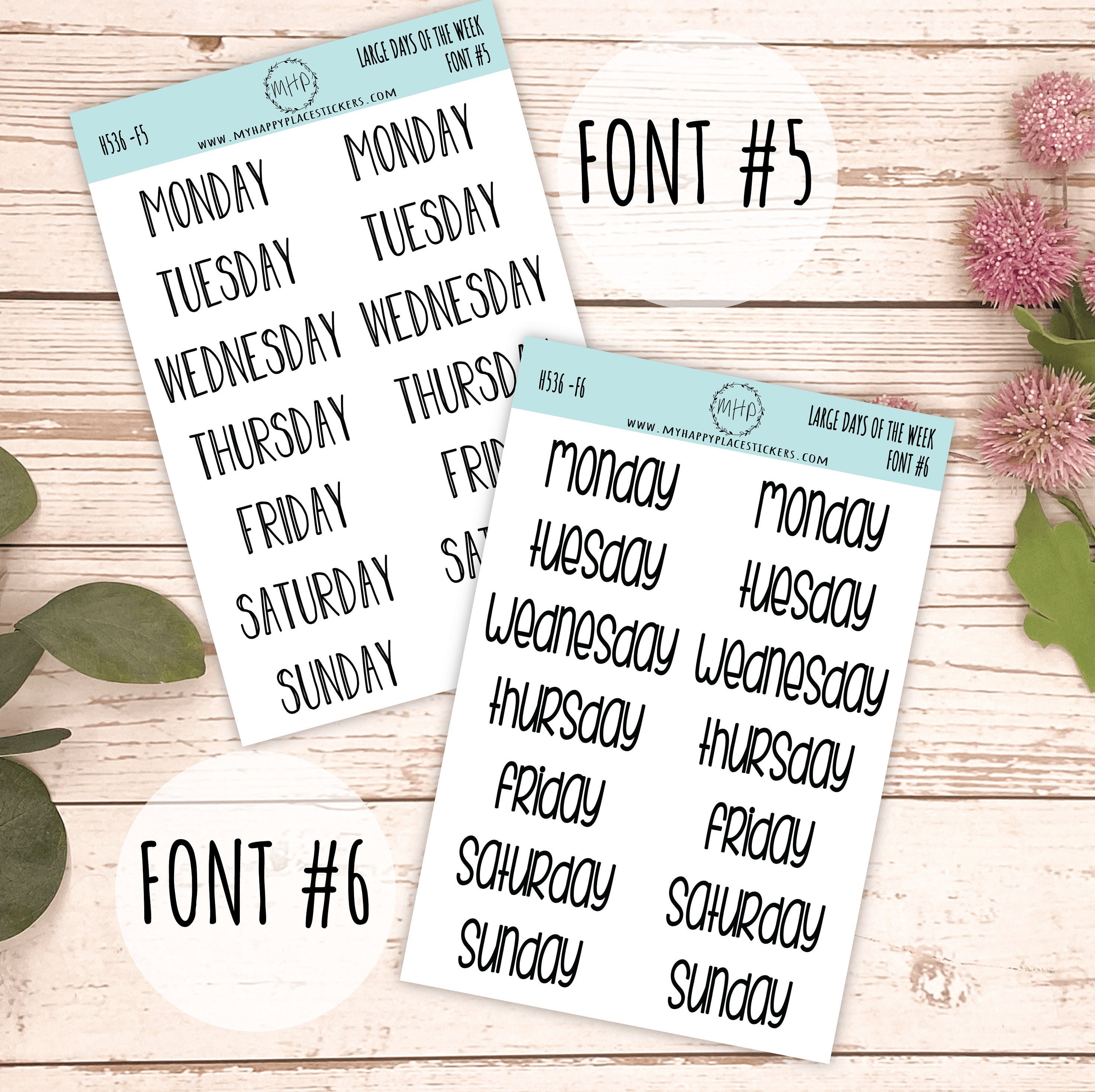 Large Days of the Week Stickers for Planners, Organizers and Bullet ...