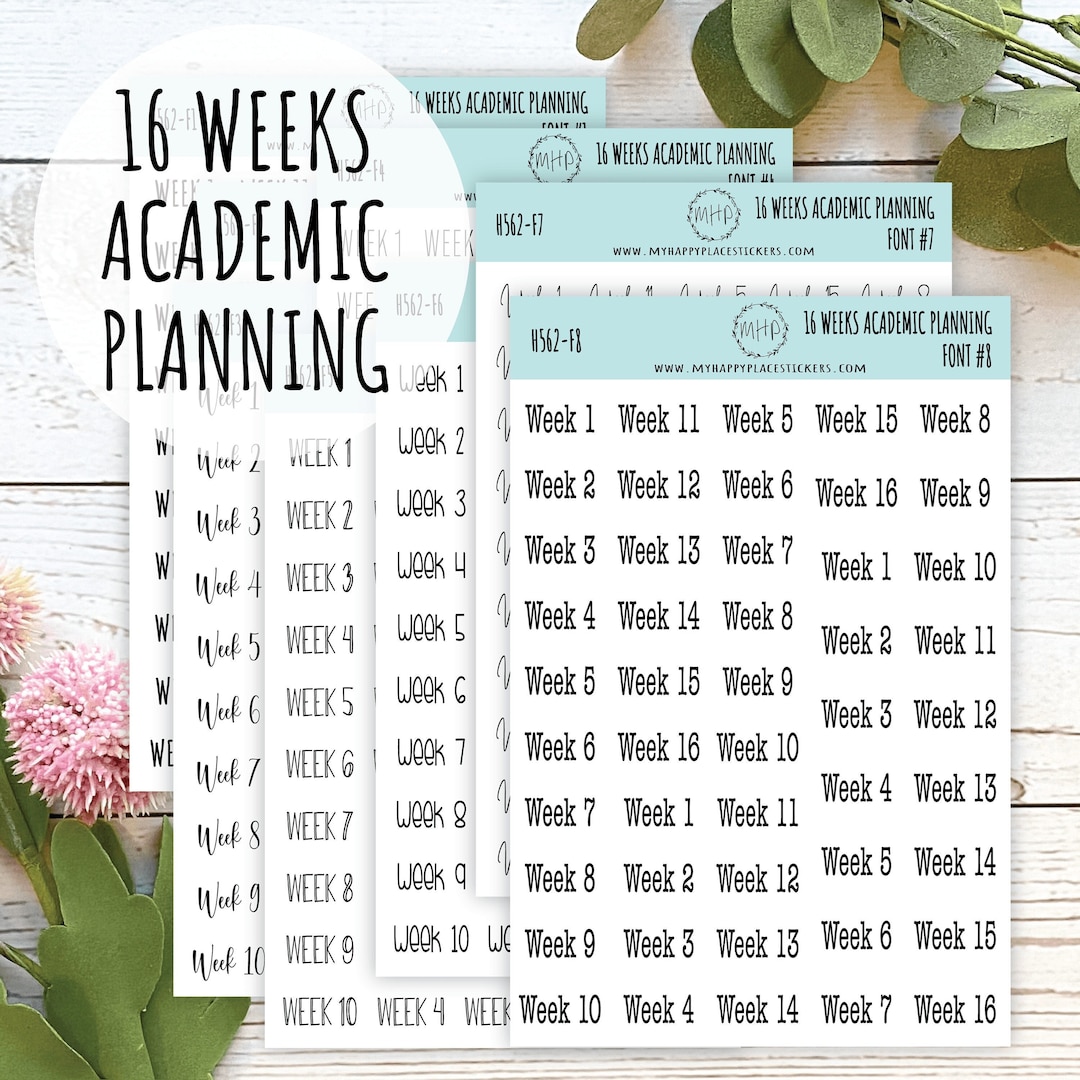 16 Weeks Stickers for Teachers Planning. Academic Planning Weeks ...