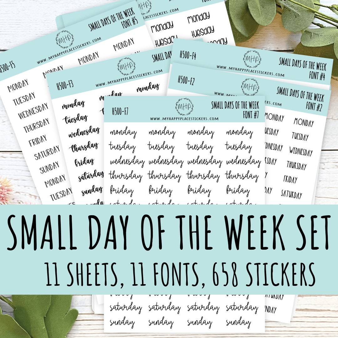 Small Days of the Week Sticker for Planners, Organizers and Bullet ...