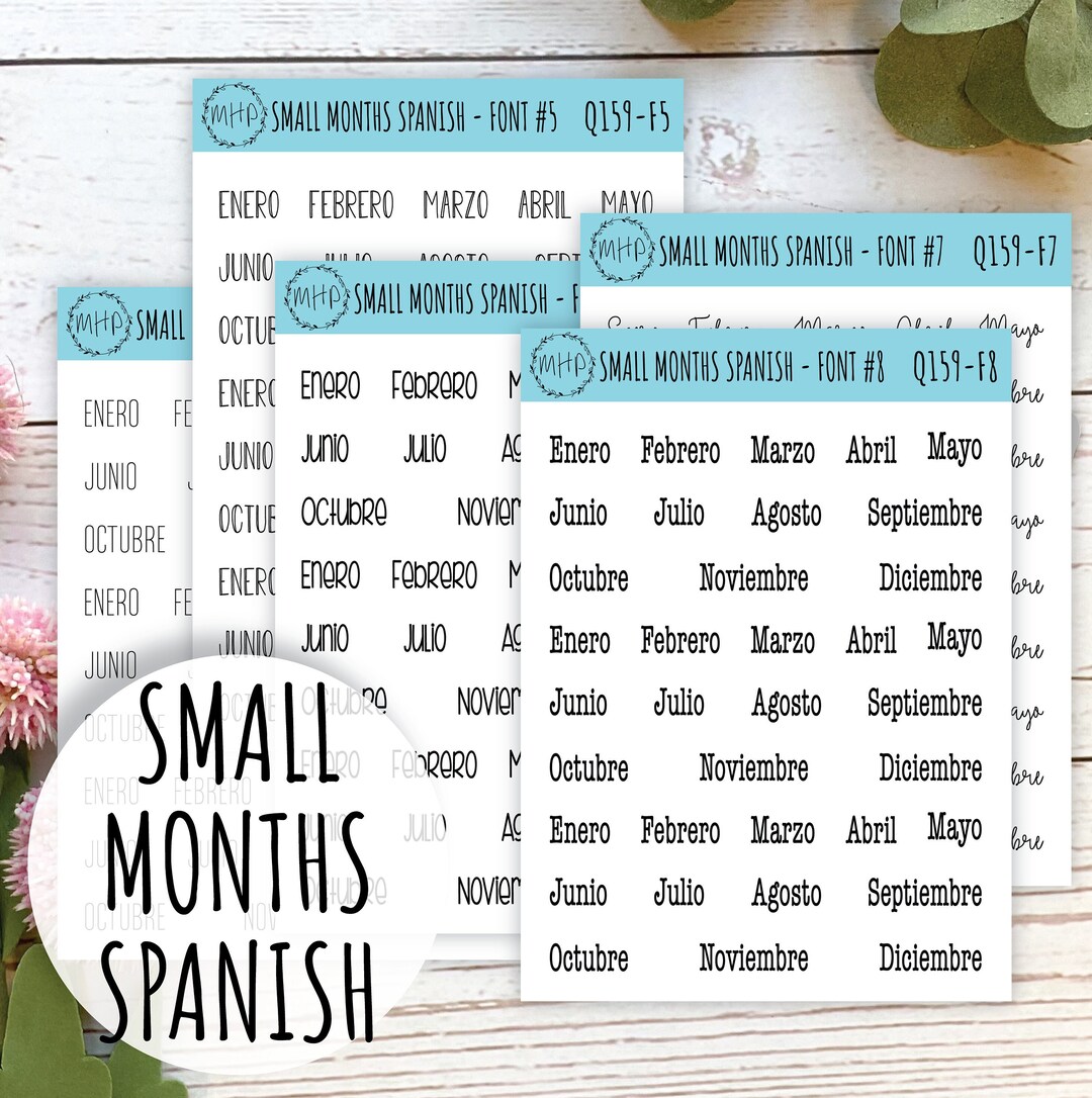 Small SPANISH Months Stickers for Bullet Journals and Planners. || Q159 ...