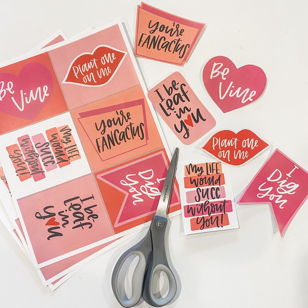 Printable Valentines || Plant Theme (DIY 6 Plant Valentines, Digital ...