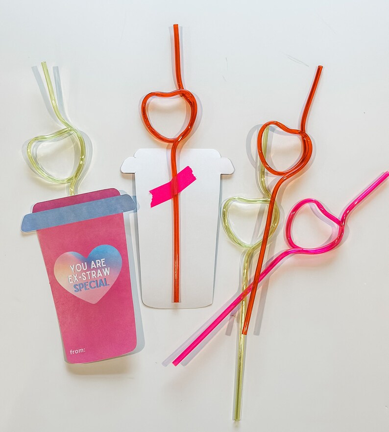 Printable Valentine Crazy Straw Themed Valentine digital - Etsy