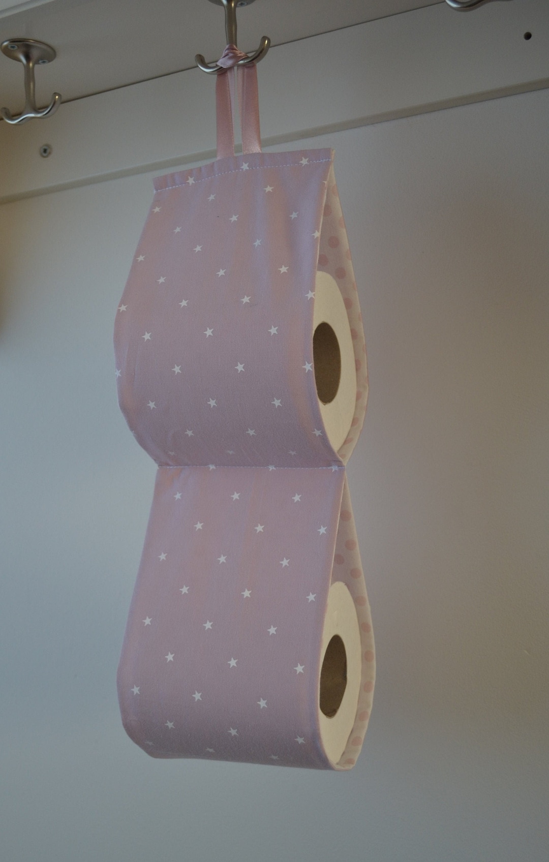 Dusty Pink Fabric Roll Holder Storage at the Wall-door / 2 or 3 Rolls ...