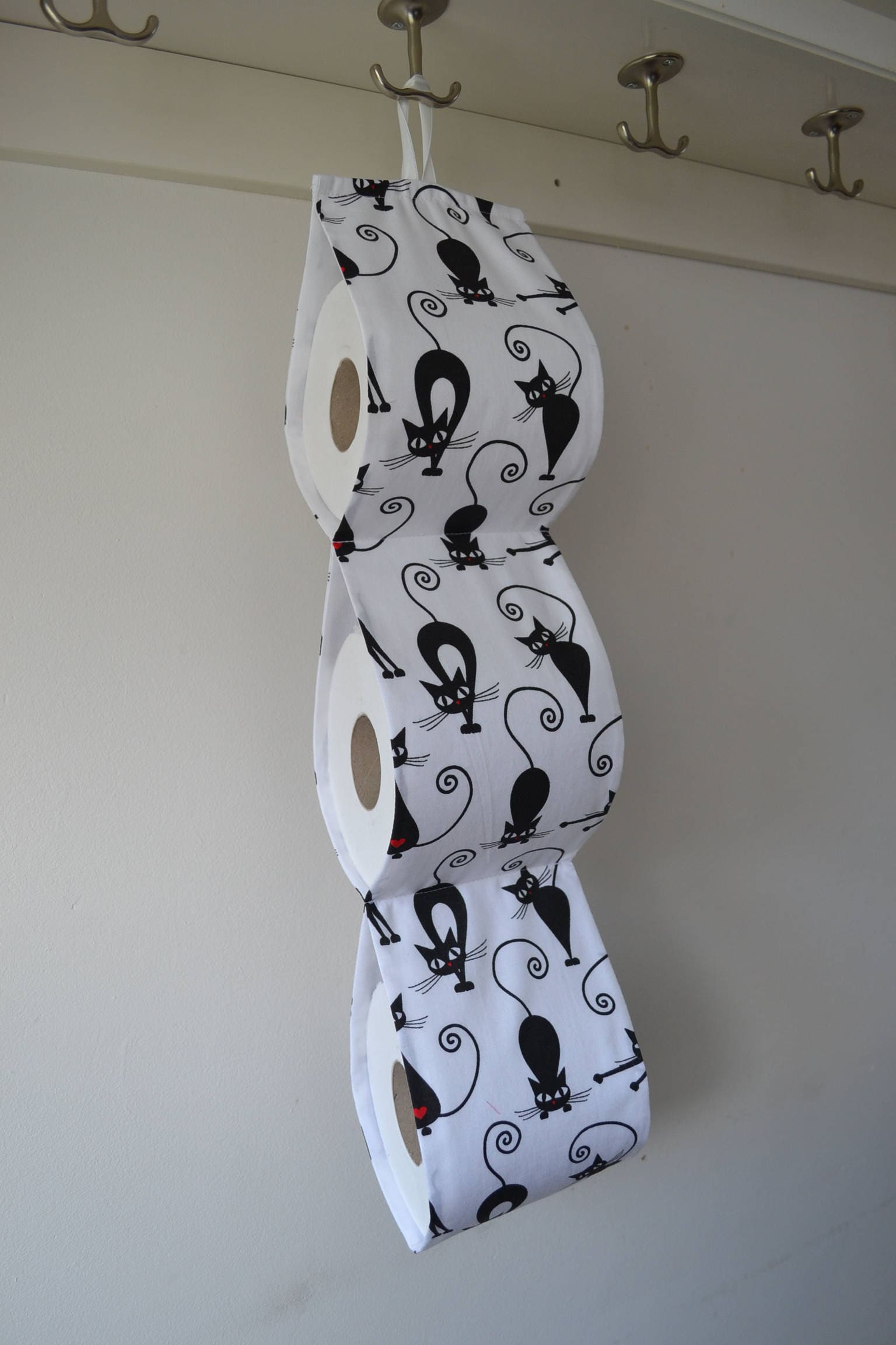 Hanging Toilet Roll Holder Cats Lovers Gift White Fabric - Etsy