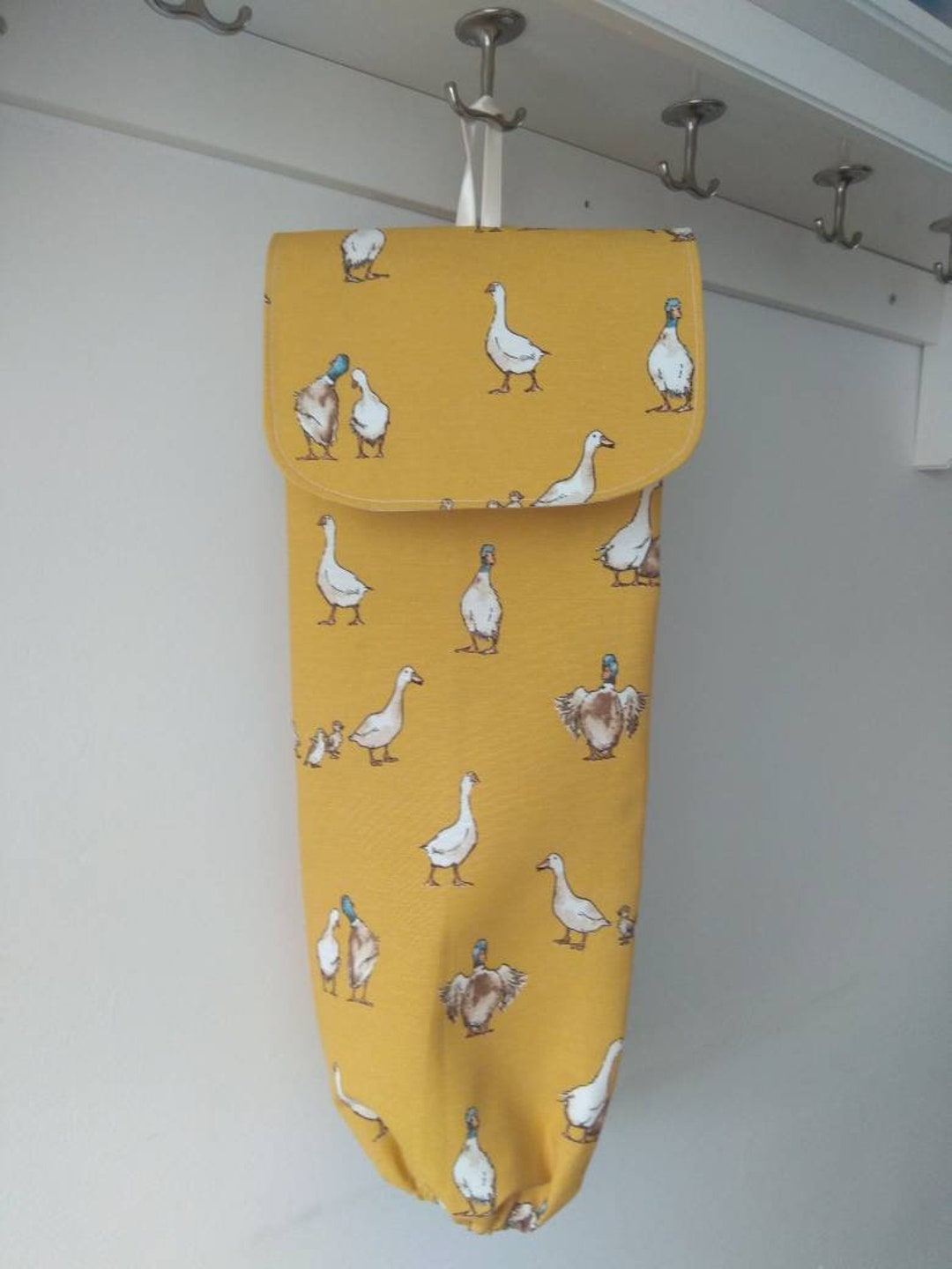 Yellow Mustard Bags Storage Holder With Flap. Bags Dispenser. Printed ...