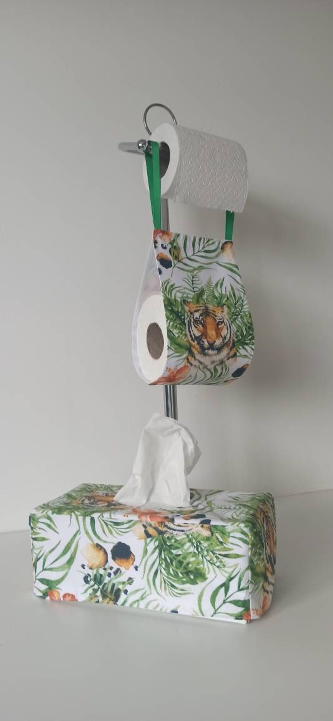 Bathroom Set. Fabric Roll Holder With Tissue Box Cover, Safari, Tiger ...