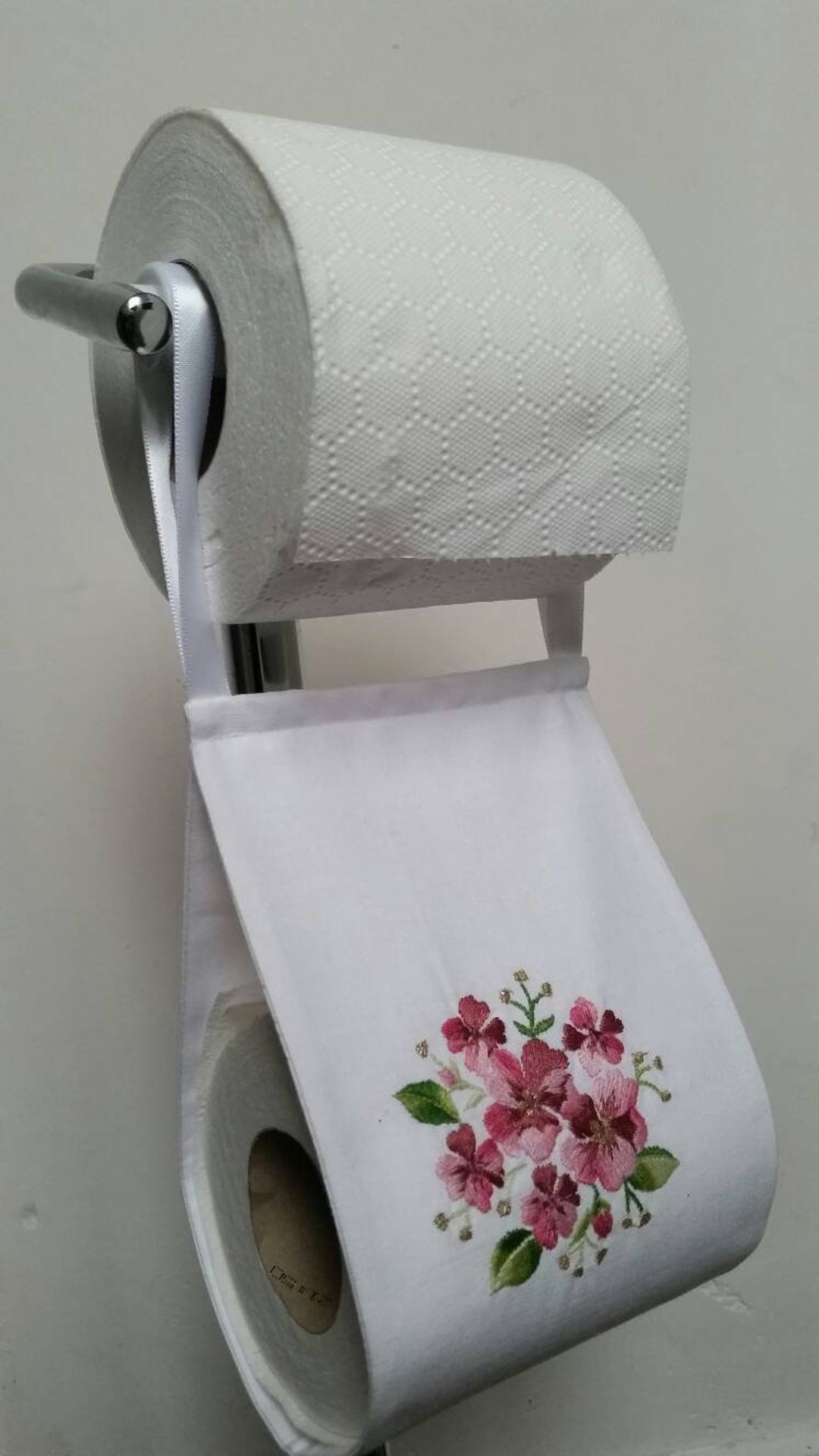 Decorative Toilet Paper Holder Storage With Fabric- White With a ...