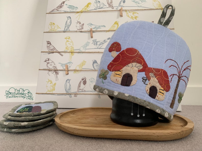 Applique Tea Cosy & Mug Rugs - Mushroom Village Motifs, Full Patterns ...