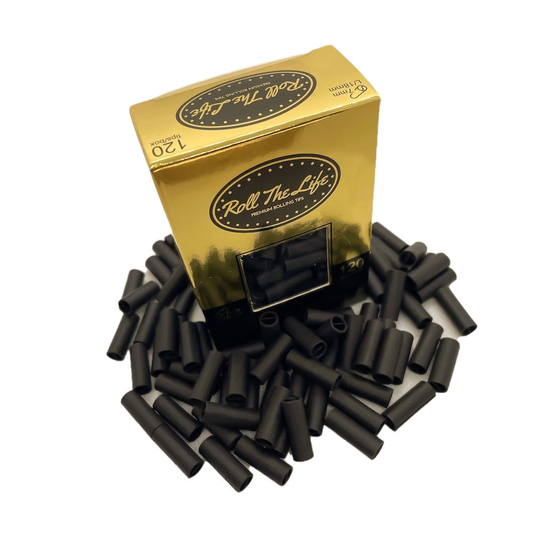 120 Black Roll the Life Pre-rolled Paper Tips, Biodegradable, Raw ...