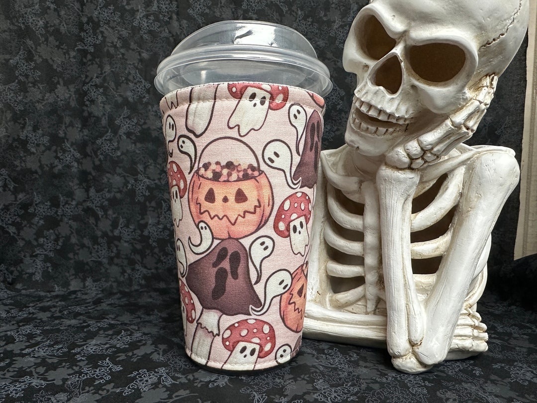 Mushroom Pumpkin Coffee Cup Cozy, Cottage Core Cup Sleeve for Iced ...