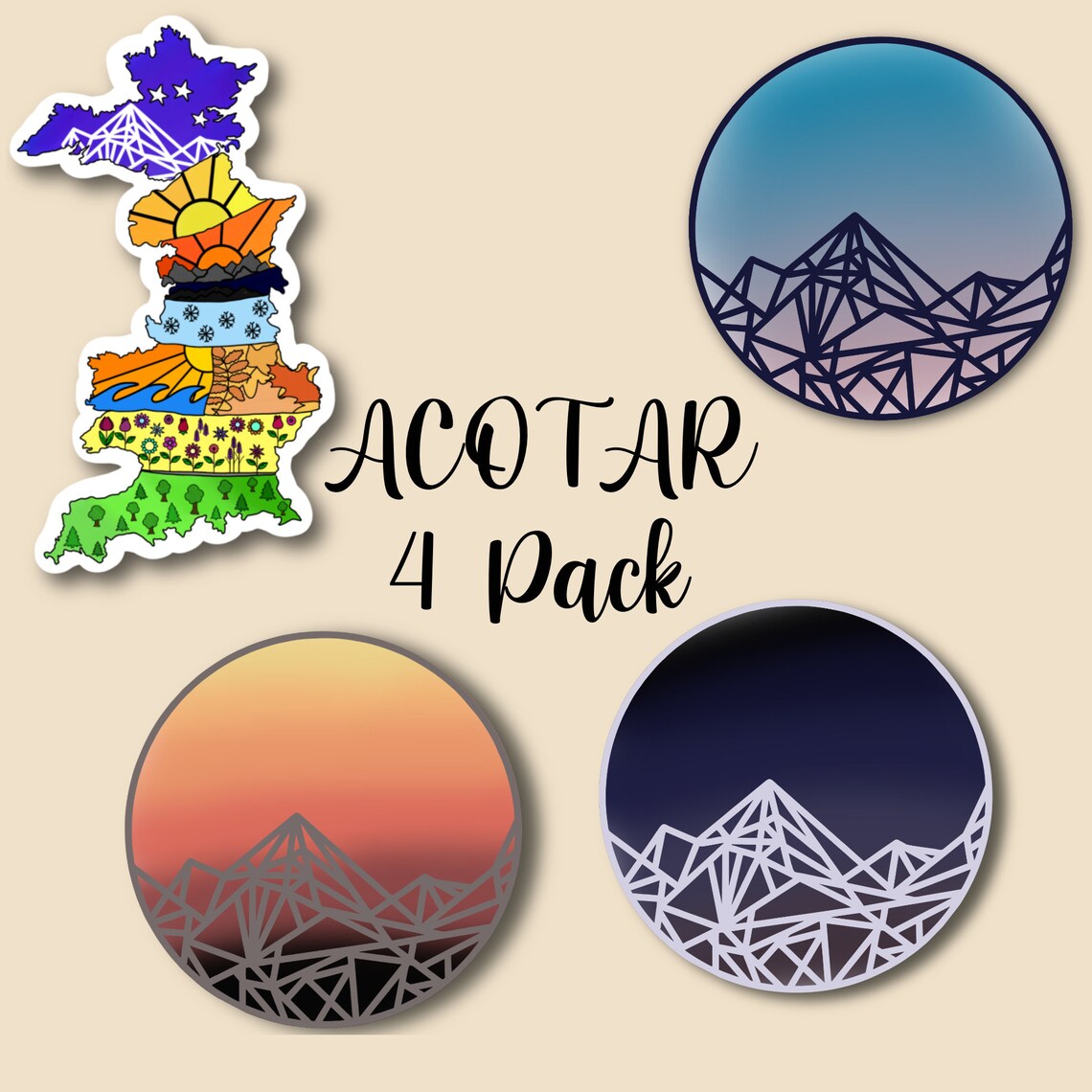 ACOTAR pack of 4 stickers Prythian Decal Velaris Sticker | Etsy