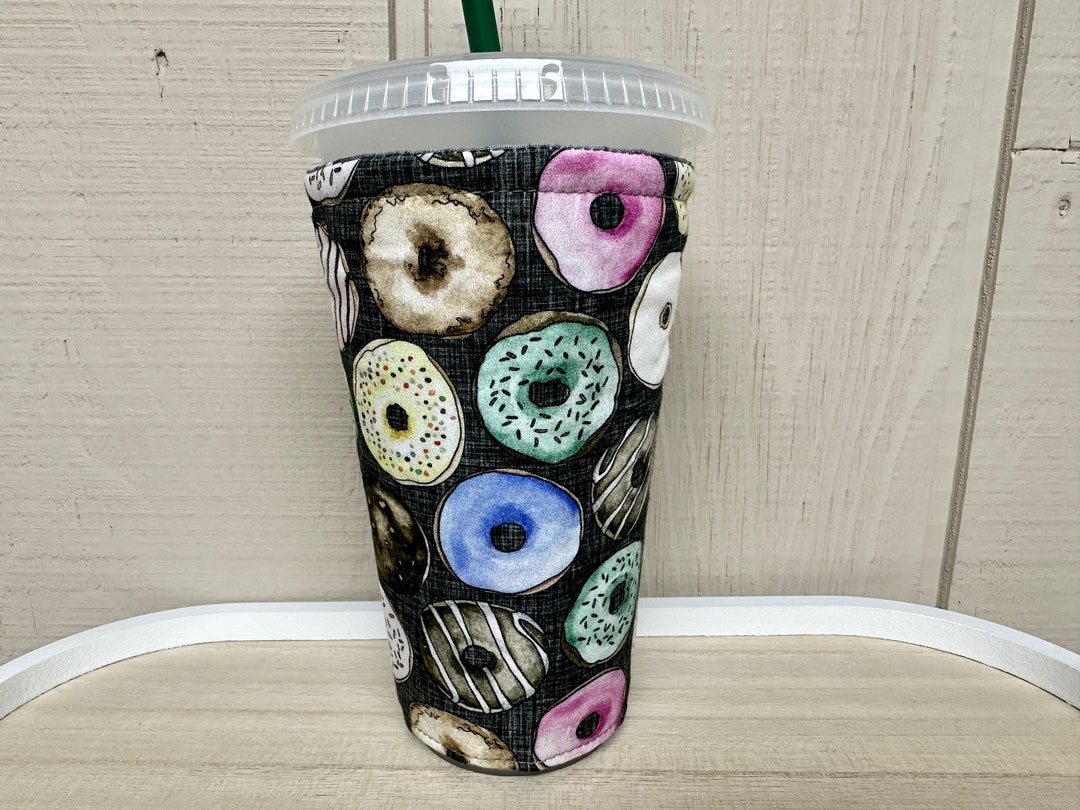 Grey Donut Cold Cup Sleeve, Iced Coffee Cozy, Coffee Cozy Sleeve ...