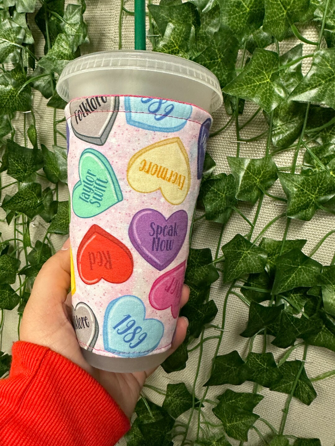 TS Valentine Hearts Eras Iced Coffee Sleeve, Swiftie Accessories Gift ...