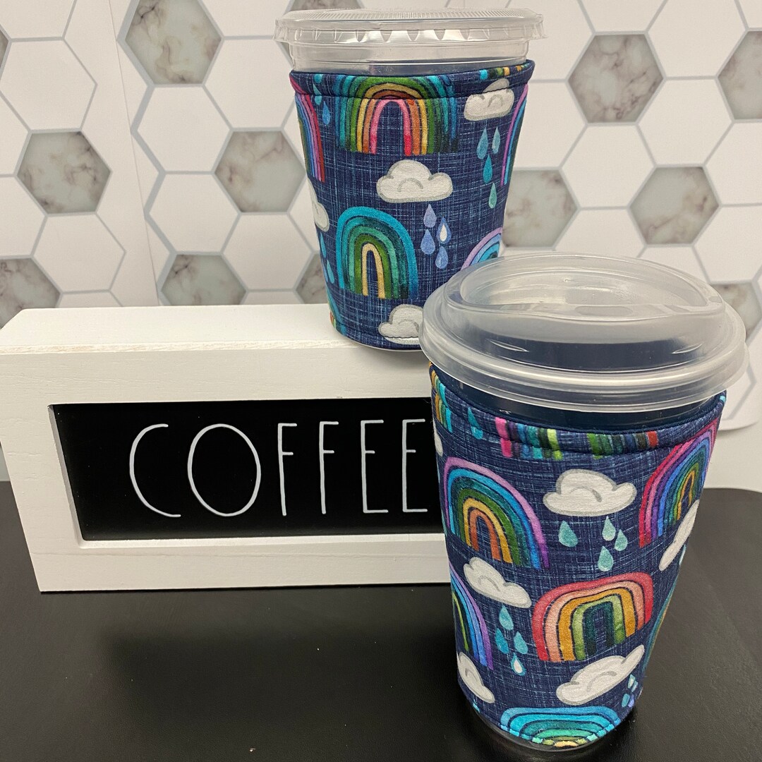 Rainbow Cold Cup Sleeve, Iced Coffee Cozy, Coffee Cozy Sleeve ...