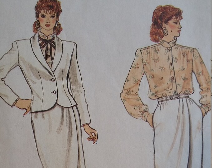 Vogue Bill Blass Misses' Suit Double Breasted Jacket With Welt Pockets ...