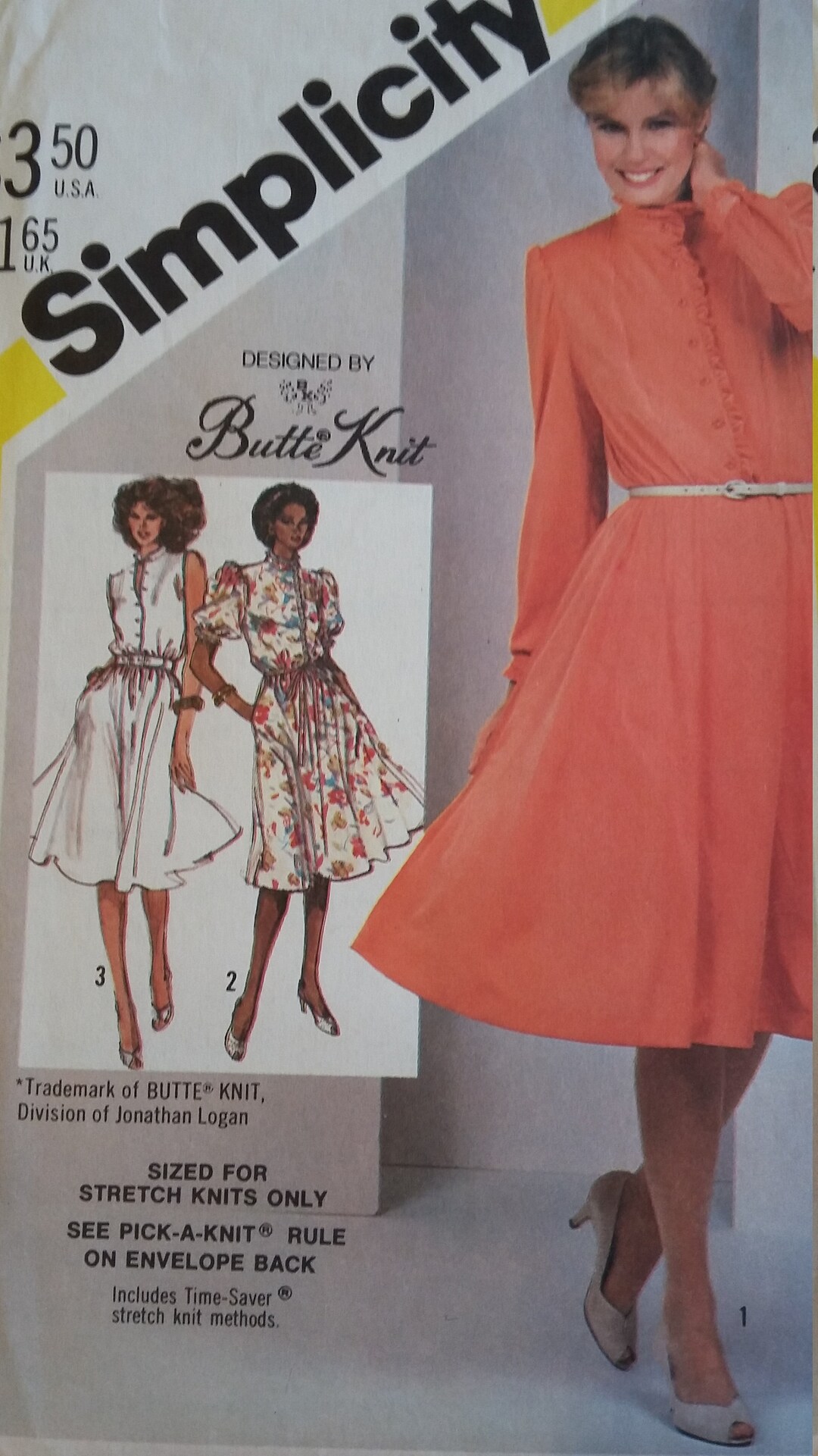 1982 Uncut, Simplicity 5487 Misses' Size 10, Pullover Dress With Long ...