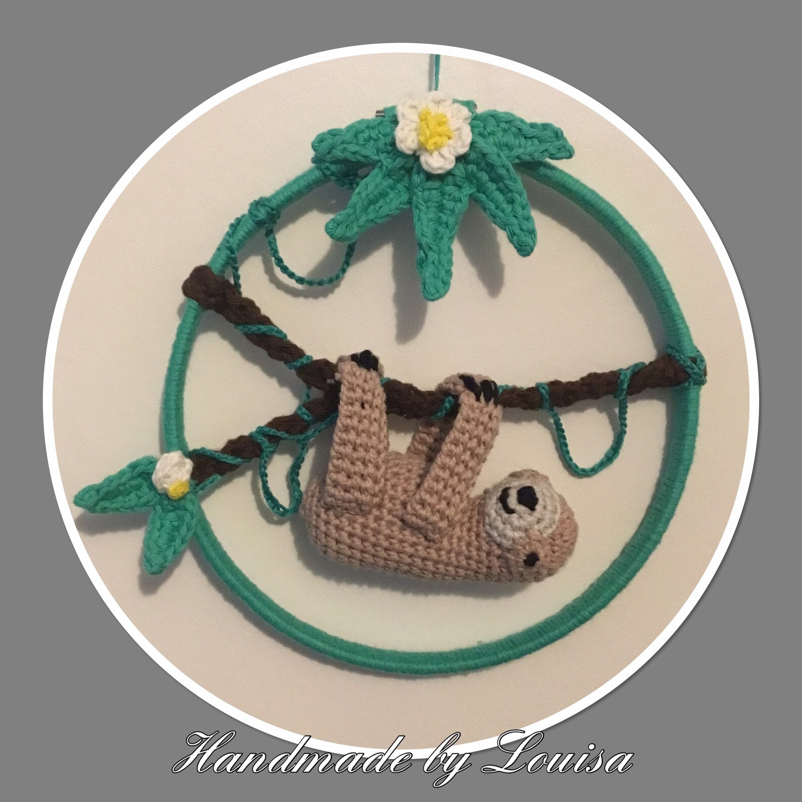 Crocheted Sloth Hoop Sloth Wall Decor - Etsy