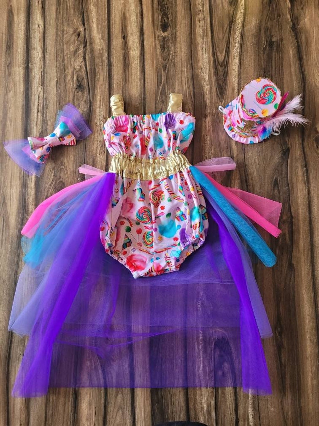 Sweet One Candyland Rainbow First Birthday Cake Smash Outfit for Baby ...