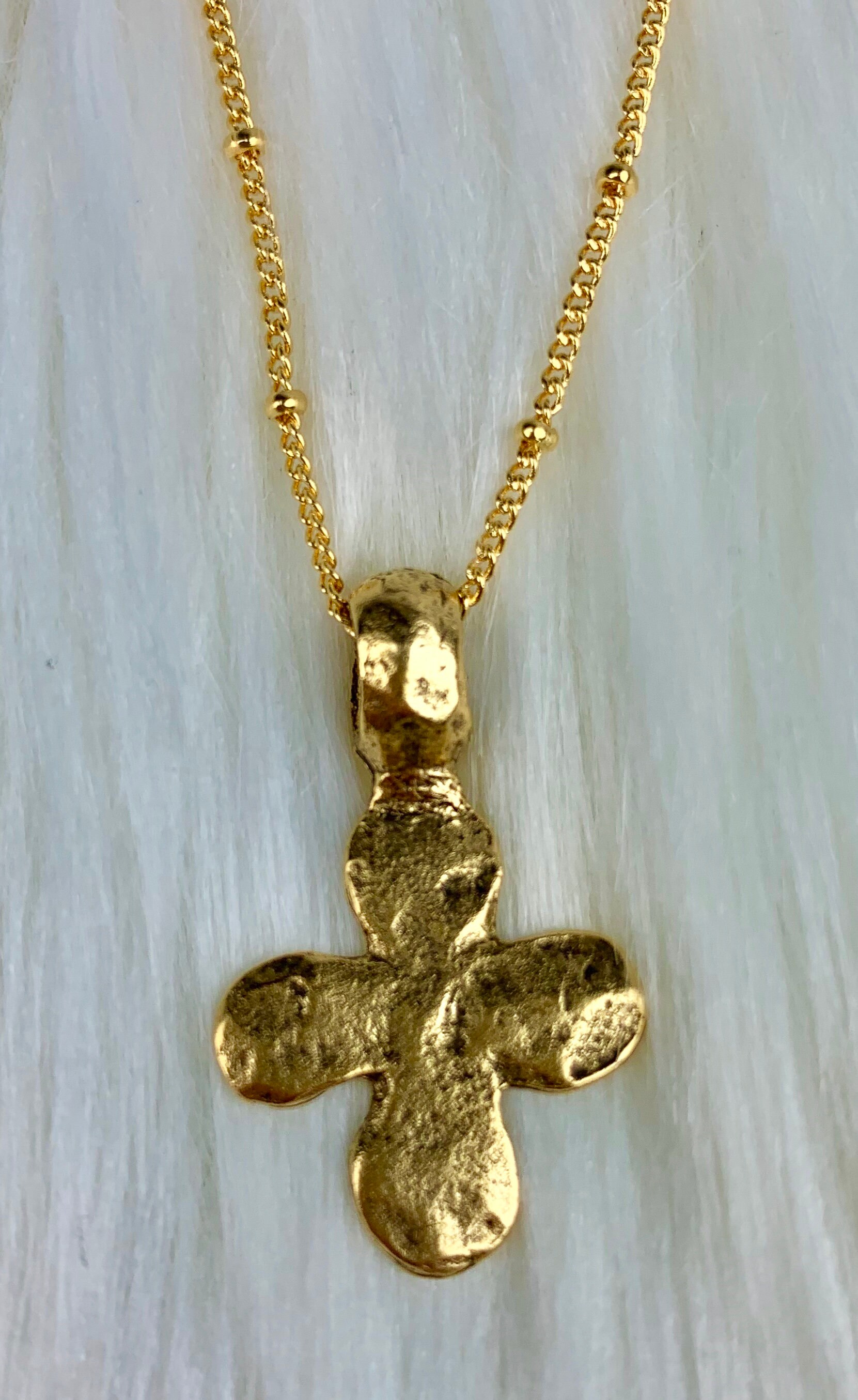 Beautiful Antique Gold Plated Pewter Hammered Ancient Cross Religious ...