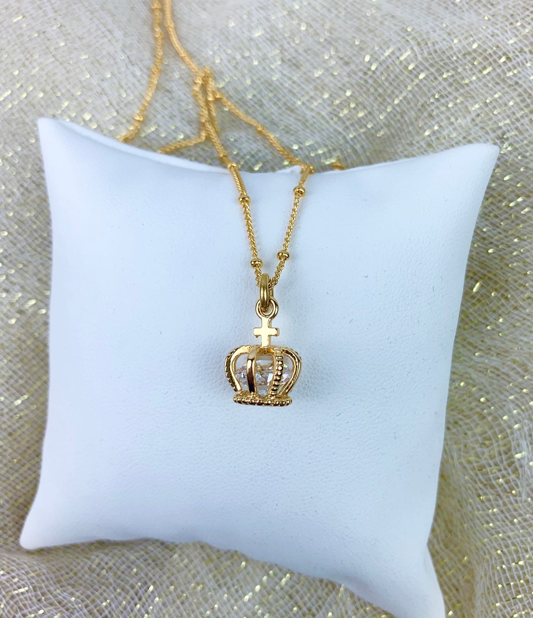 Beautiful Gold Plated Brass Crown W/floating CZ on 18K Gold Plated ...