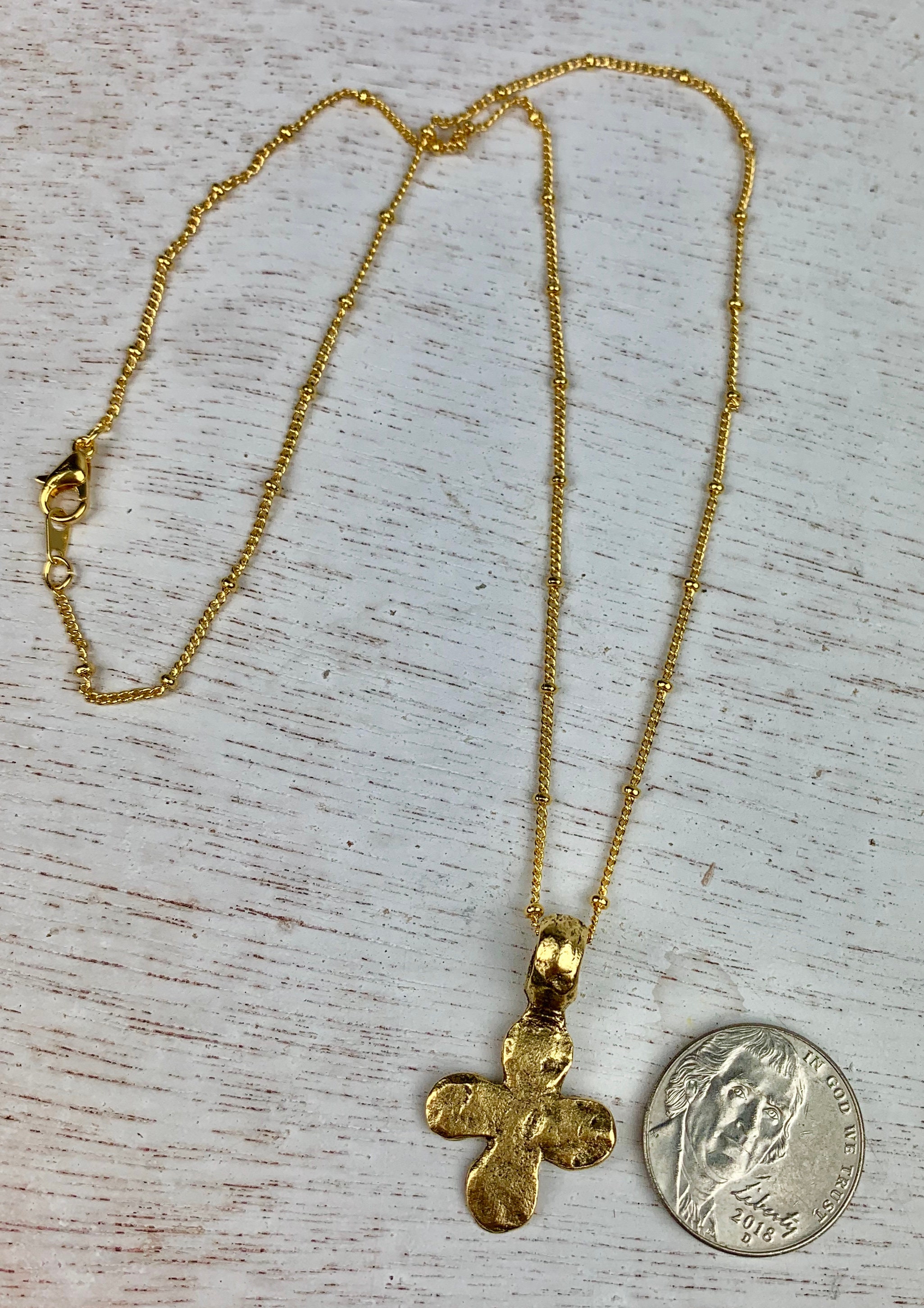 Beautiful Antique Gold Plated Pewter Hammered Ancient Cross Religious ...