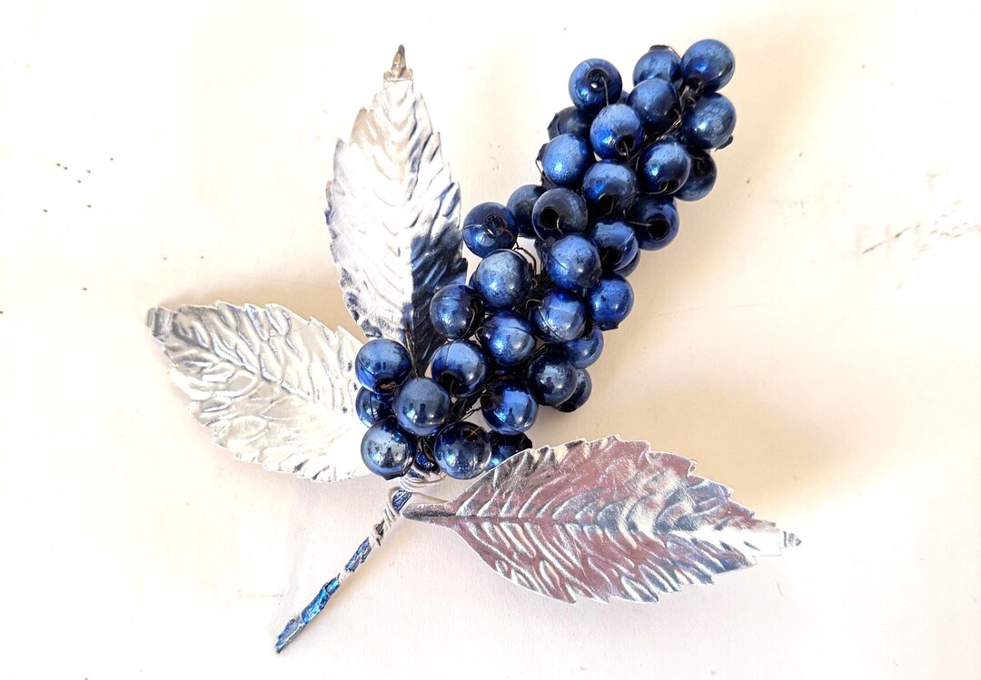 Vintage Blue Mercury Glass Grape Spray - Etsy