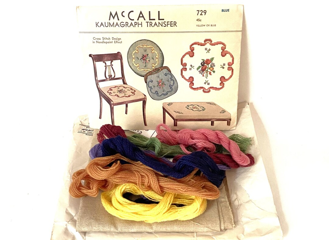 Mccall 726 Kaumagraph Cross Stitch Transfer, Instructions, Fabric and ...