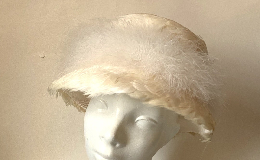 Vintage White Feather Hat - Etsy