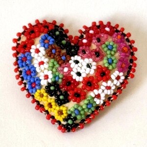 Vintage Seed Bead Heart Pin - Etsy