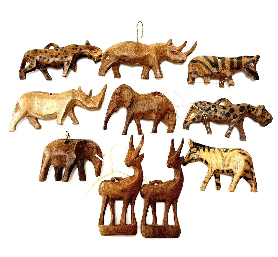 10 Hand Carved Wood Animals - Etsy
