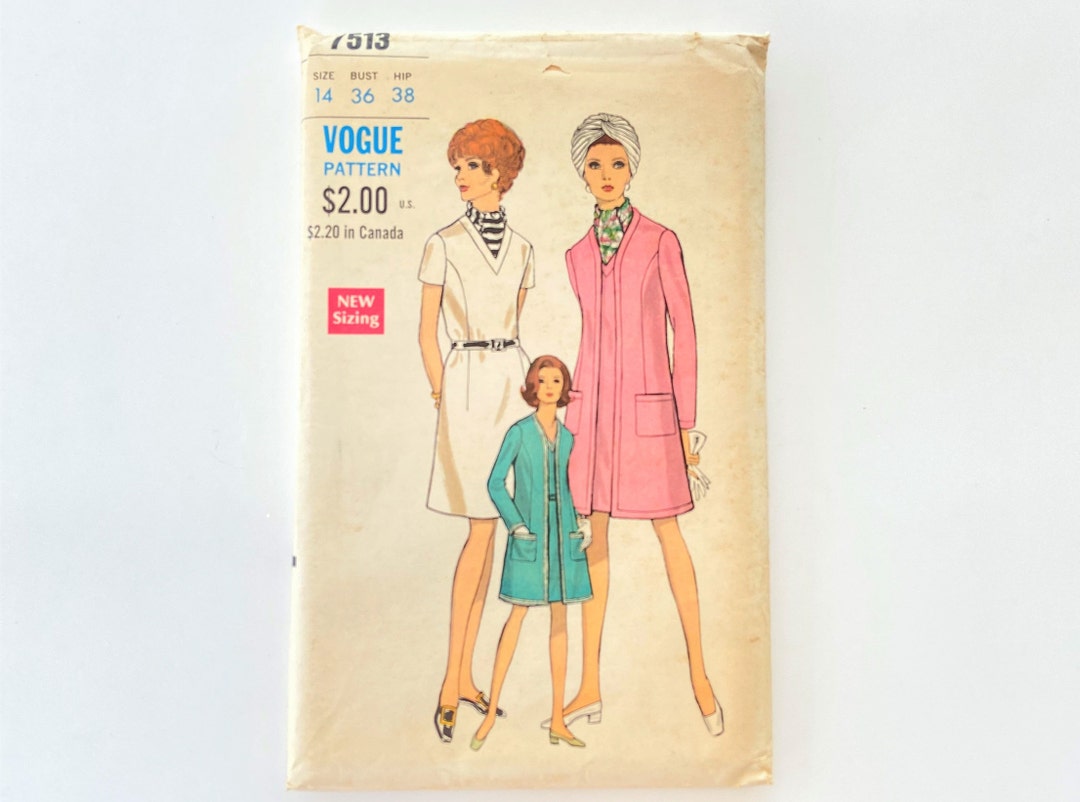 Dress and Coat Pattern Vogue #7513 Size 14 Uncut - Etsy