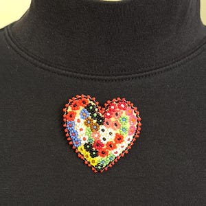 Vintage Seed Bead Heart Pin - Etsy