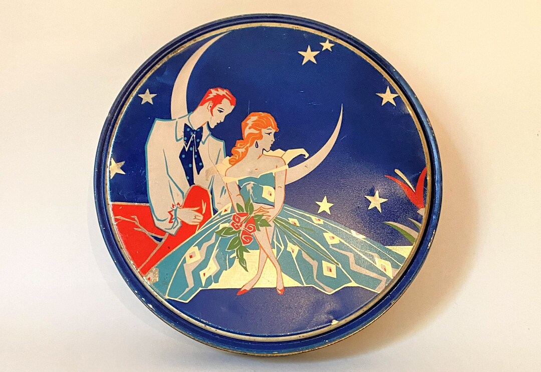 Vintage Canco Art Deco Round Candy Tin: Queen Anne Candy Co. Hammond ...