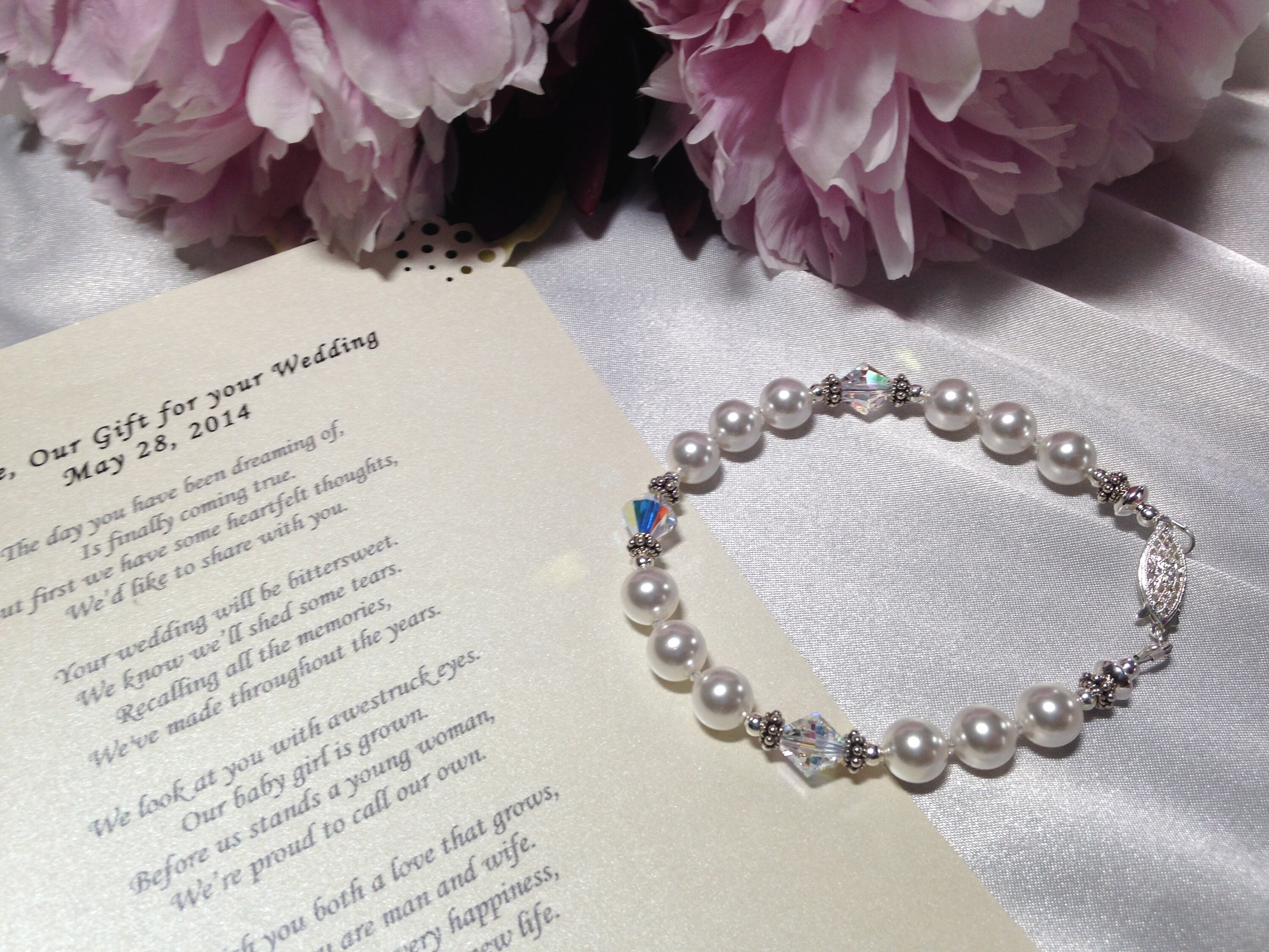 Wedding bracelet and personalized poem or note for your | Etsy