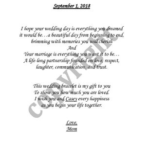 Wedding Bracelet and Personalized Poem or Note for Your Daughter, the ...
