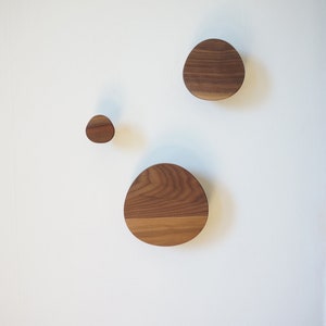 Geometric Shape Wall Hooks Made From Solid Wood White Oak Walnut Circle ...