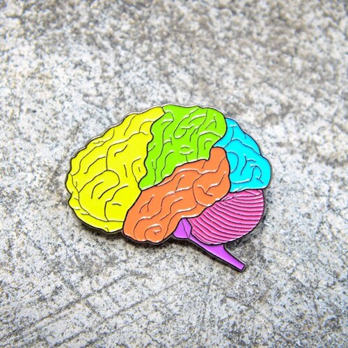 White Lateral View Brain Pin | Etsy