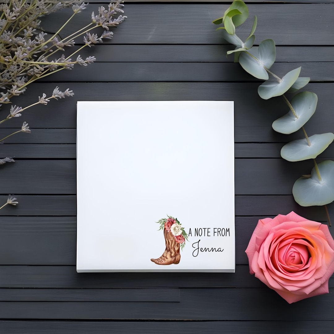 Personalized Cowboy Boots Note Pad, Western Boots Notepad, Personalized ...