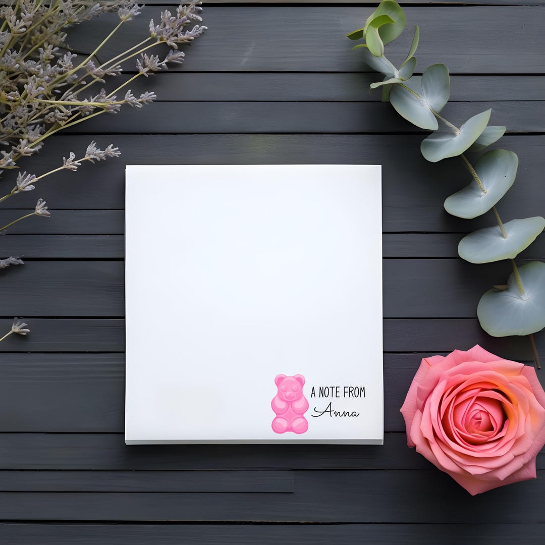 Personalized Gummy Bear Note Pad, Cute Stationery, Gift for Kids ...