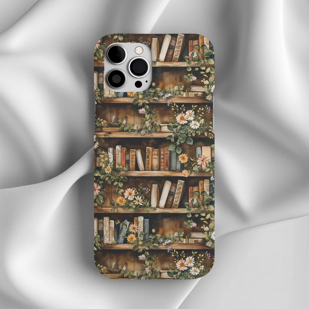 Floral Bookcase Art Cover Case for Iphone, Samsung, Custom Phone Case ...