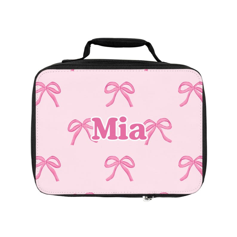 Personalized Pink Bow Lunch Box for Girls, Custom Name Insulated Lunch ...