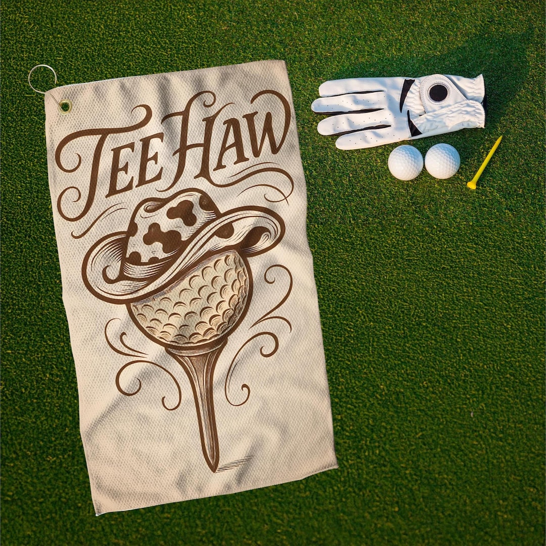 Tee Haw Golf Towel, Vintage Cowgirl Golf Ball, Golf Towel for Western ...
