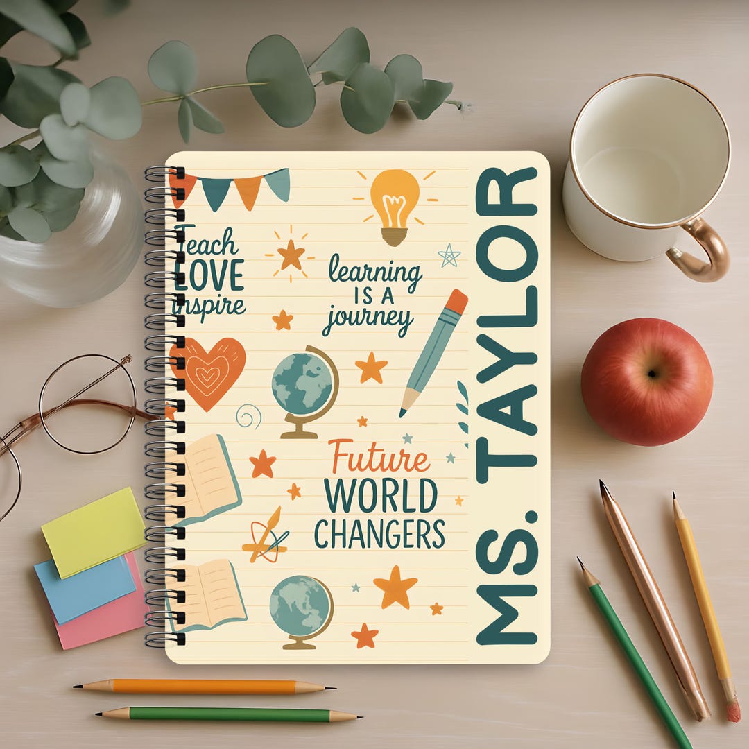 Custom Teacher Spiral Notebook , Teacher Appreciation, Personalized ...