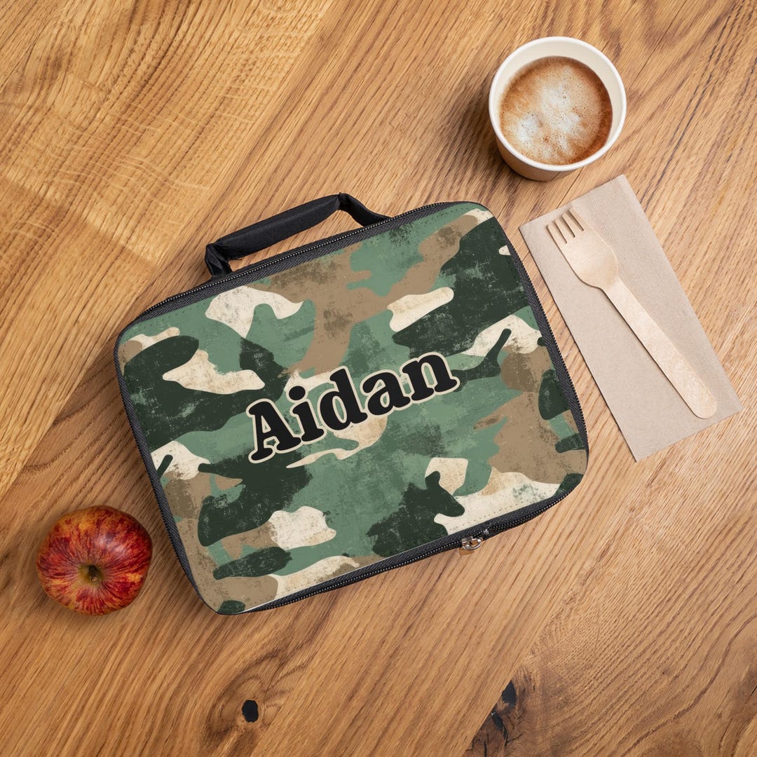 Camo Kids Lunch Box, Personalized Name Boys Lunch Bag for School, Camp ...