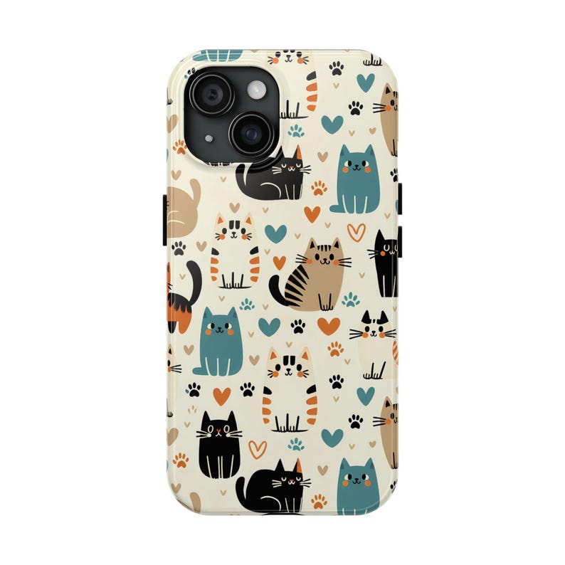 Cat Doodle Phone Case, Gift for Cat Lovers, Cat Phone Case, Kawaii ...