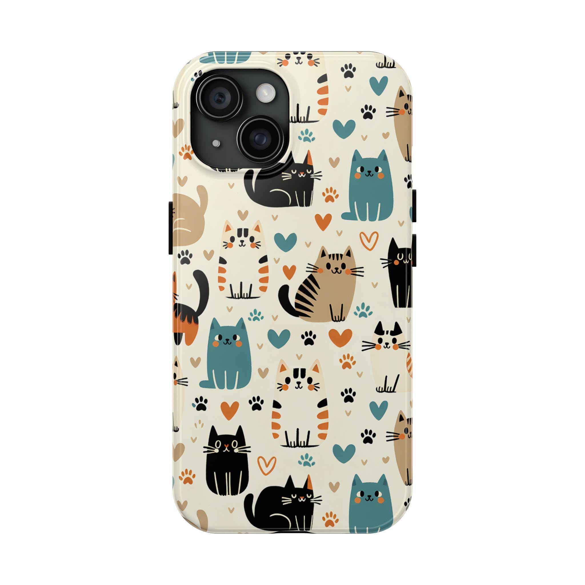 Cat Doodle Phone Case, Gift for Cat Lovers, Cat Phone Case, Kawaii ...