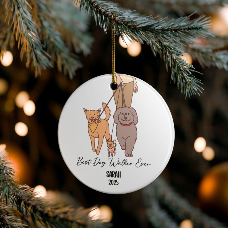 Personalized Dog Walker Ornament, Best Dog Walker Gift, Pet Sitter ...