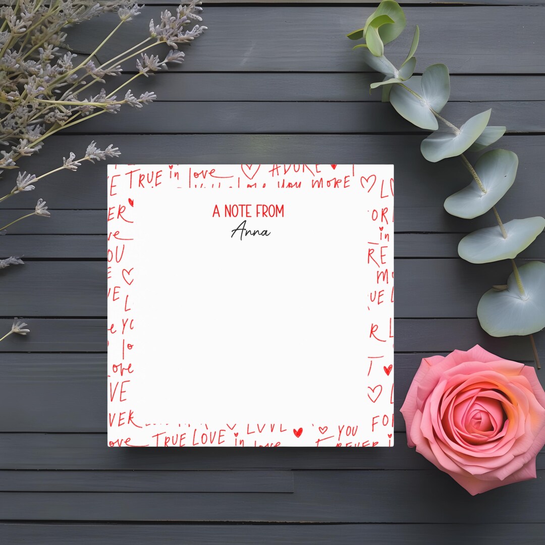 Personalized Valentine Notepad, Valentine Stationery, Romantic Note Pad ...